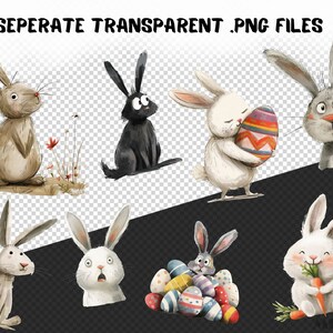 Funny Bunny Vol.2 Clipart 40 Png, Cute Caricature Pets, Quirky Rabbit ...