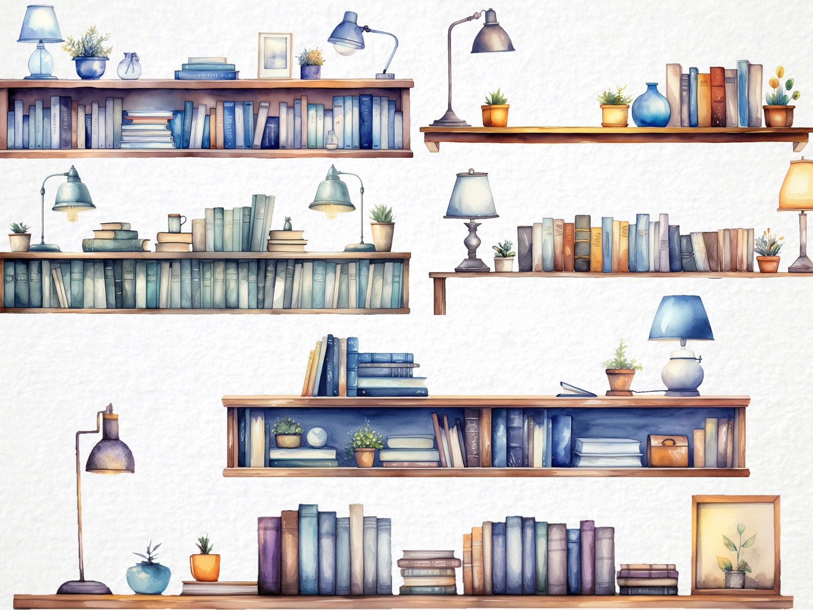 Watercolor Book Borders 62 Clipart Bundle, DIY Library Graphics ...