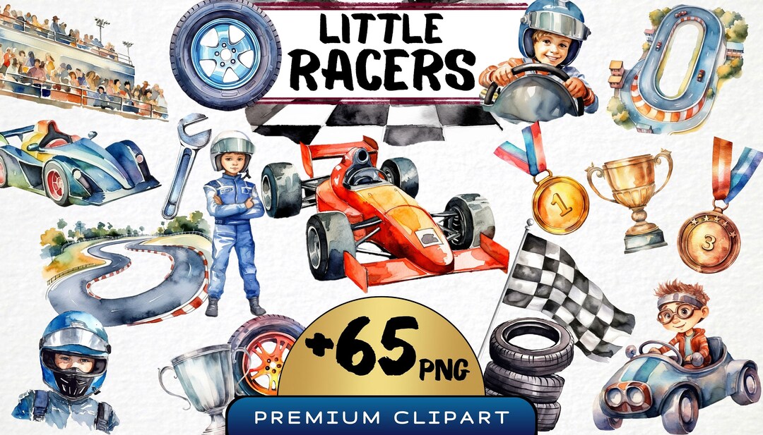 Little Racers Watercolor Clipart 66 Png Race Car Graphics, Racing Kids ...