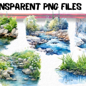 Watercolor Natural Spring Clipart, Set of 33, Freshwater Springs ...