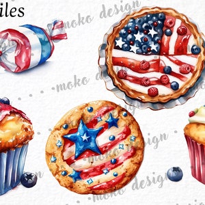 4th of July Watercolor Patriotic Sweets Transparent Clip Art American ...