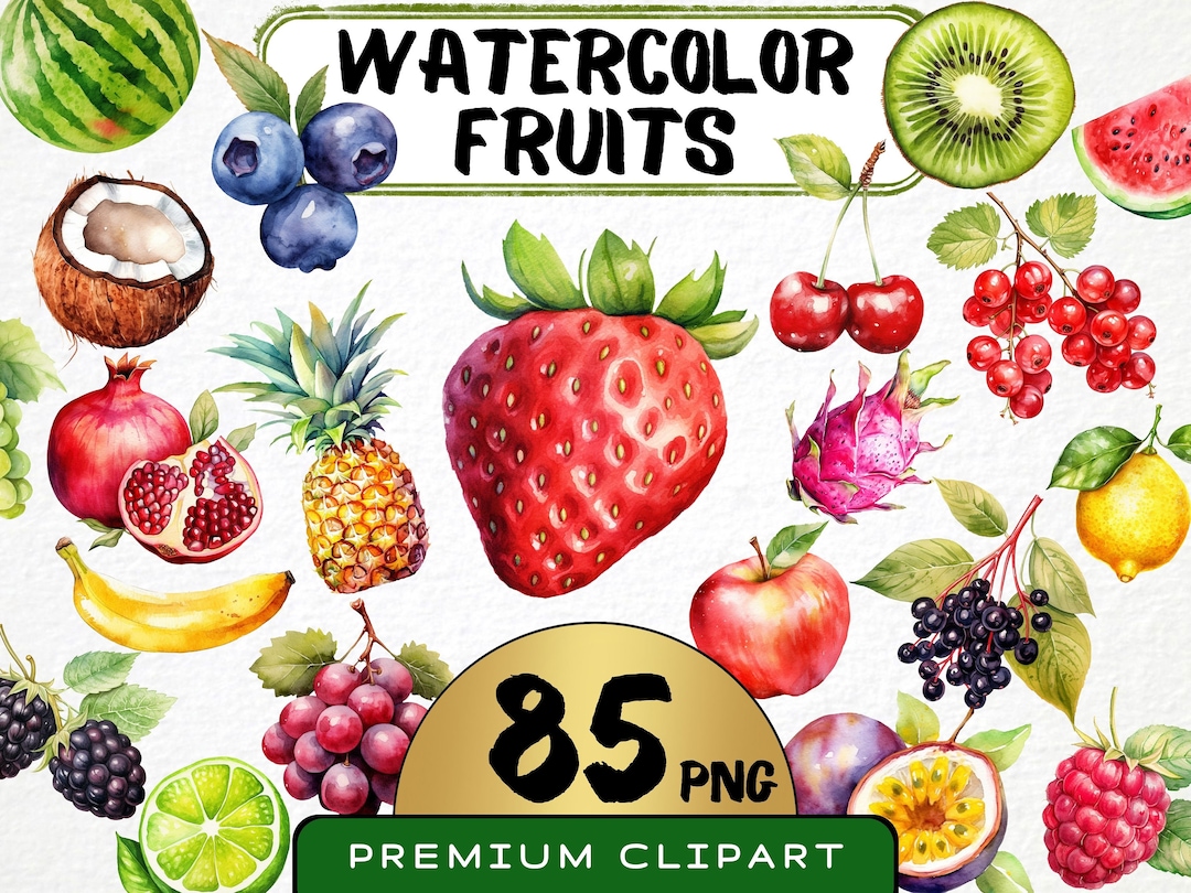 Watercolor Sweet Fruits Clipart 85 Png, Apple Illustration, Fruit ...