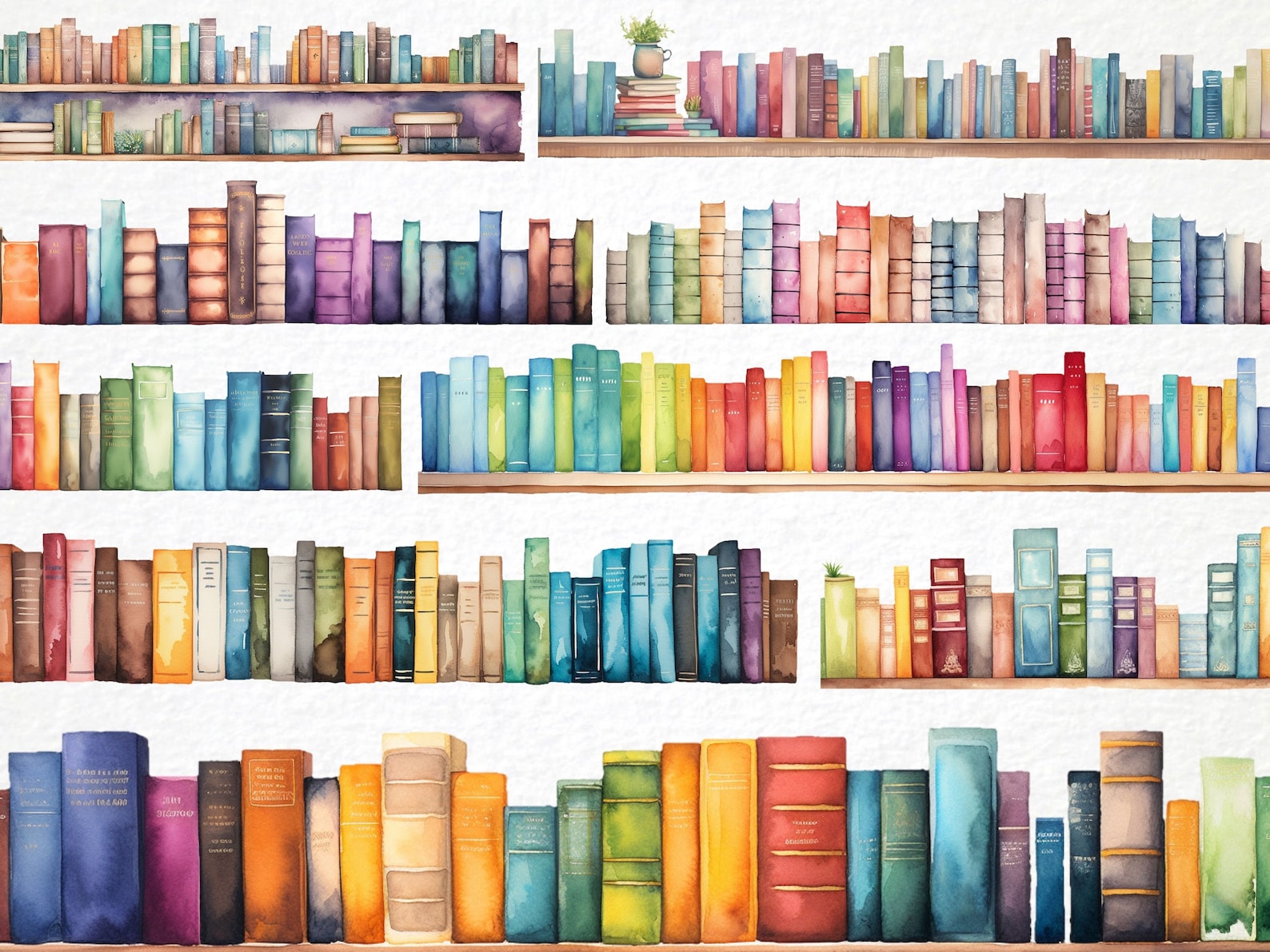 Watercolor Book Borders 62 Clipart Bundle, DIY Library Graphics ...