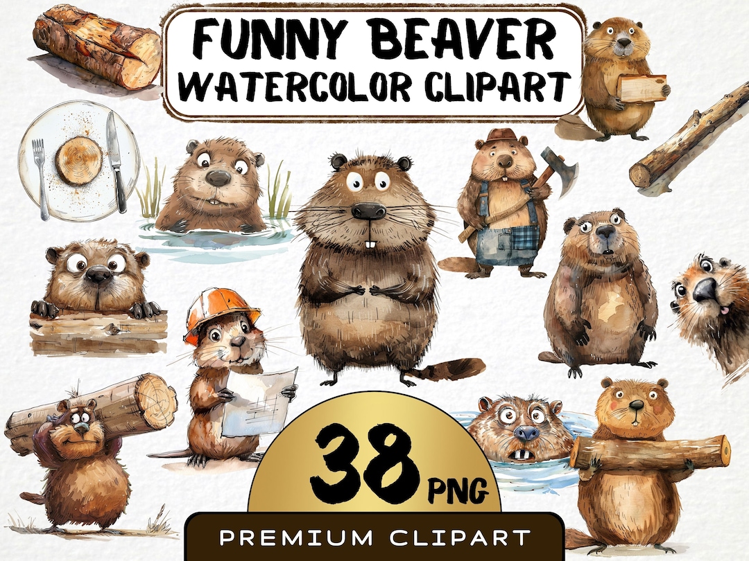 Funny Beaver Clipart 38 Png, Cute Caricature Woodland Animal ...