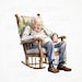 Funny Rocking Chair Grandpa Clipart 21 Png, Caricature Old Man Sitting ...