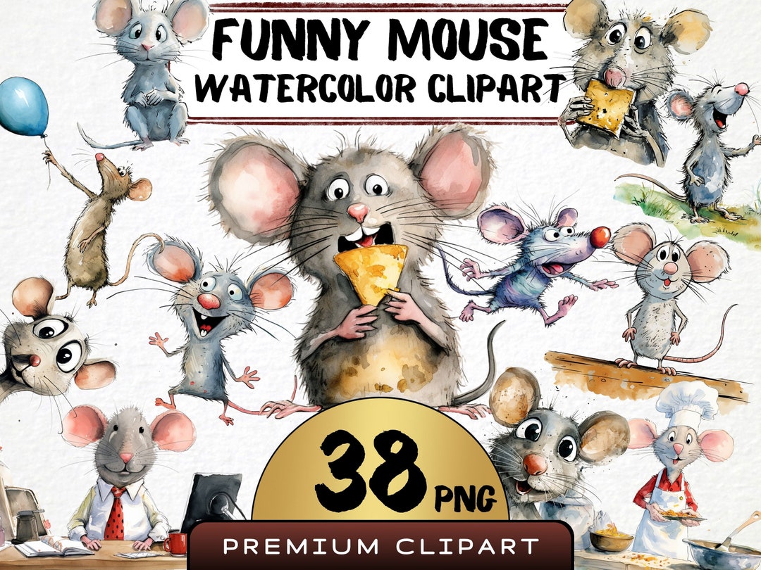 Funny Mouse Clipart 38 Png, Cute Caricature Mice, Rodent Animal ...