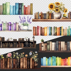 Watercolor Book Borders - 62 Clipart Bundle, DIY Library Graphics ...