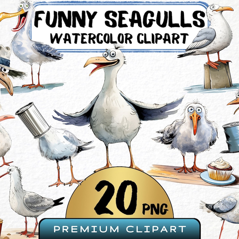 Funny Seagull Bird Print - Etsy UK