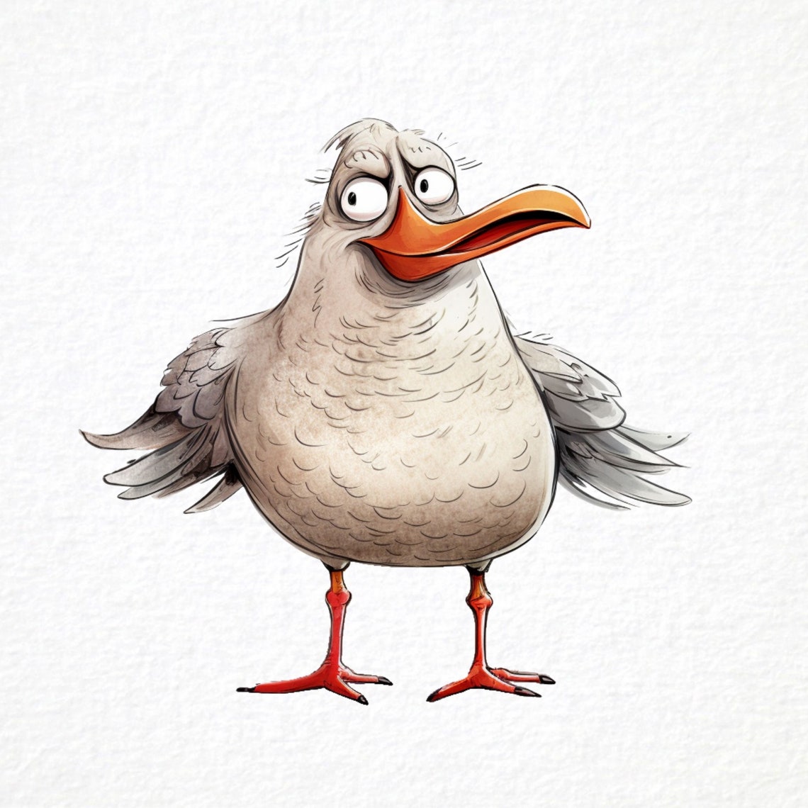 Funny Seagull Watercolor Clipart, Goofy Birds, Silly Gulls (digital ...