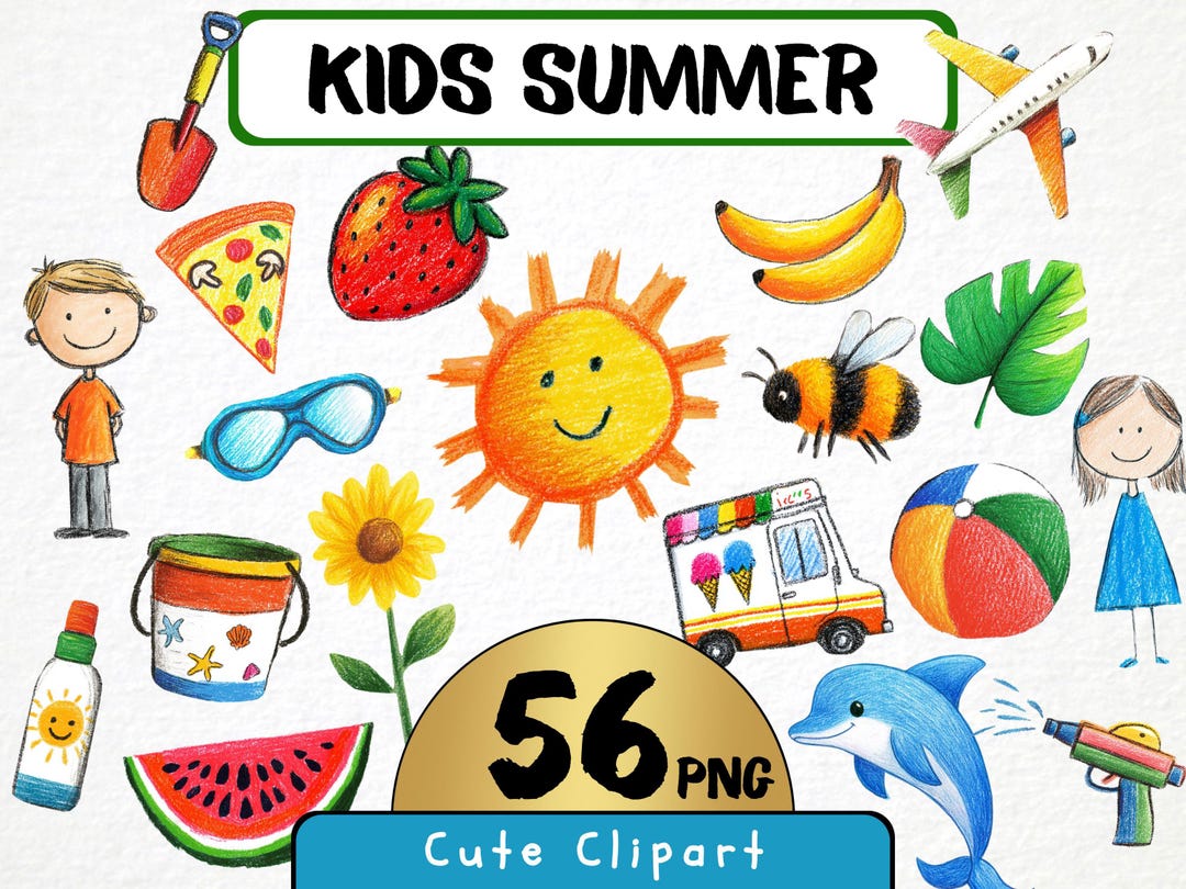 Cute Kids Summer Clipart 54 Png, Ice Cream Illustration, Sunshine ...