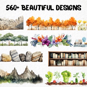 Watercolor Borders Megabundle, DIY Graphics, Scrapbooking Elements ...