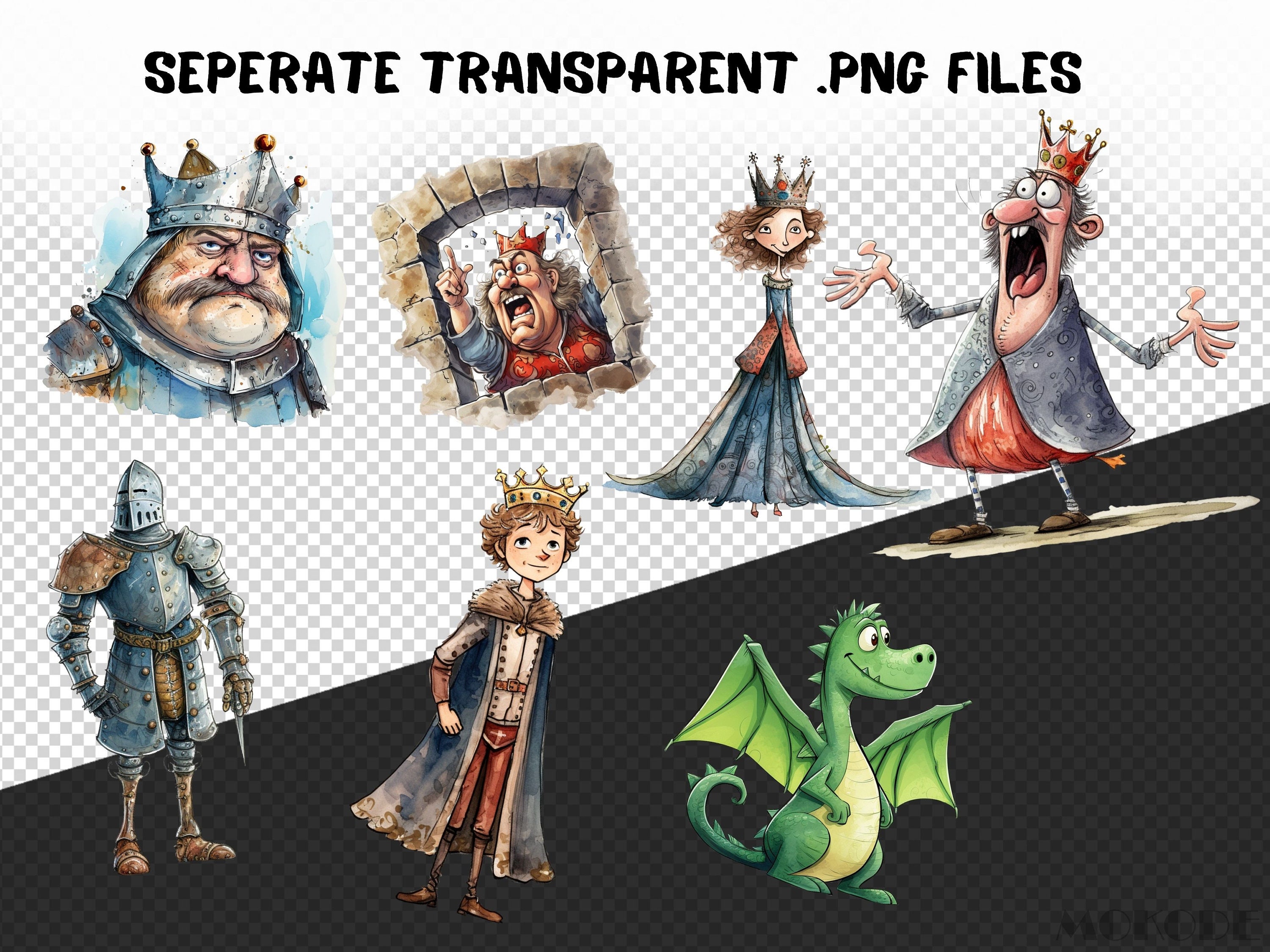 Funny Medieval Kingdom Clipart 33 Png, Quirky Knight, Watercolor King ...