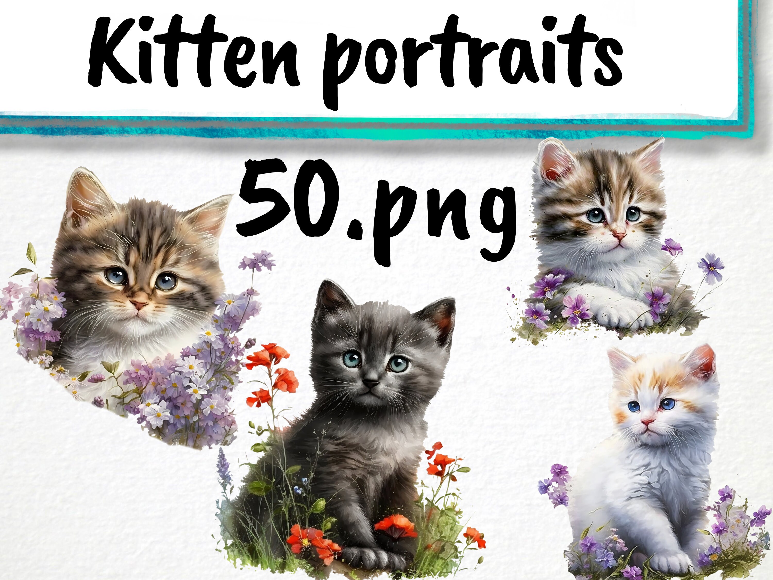 168 Cute Kittens Clip Art Bundle PNG Cat for Commercial Use - Etsy