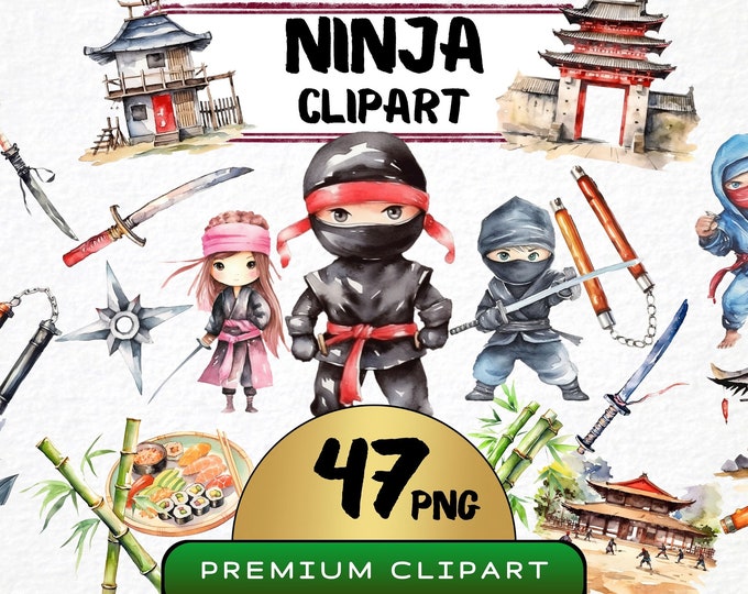 Ninja Clipart Set personal and Limited Commercial Cute Boy Ninjas Clip ...