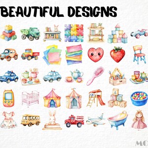 Watercolor Playroom Clipart 91 Png, Childrens Toys Cute Playtime ...