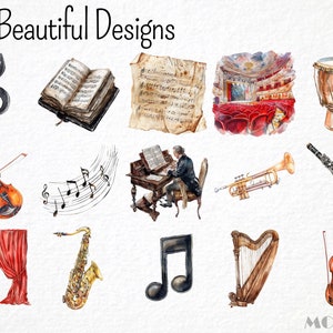 Classical Music Clipart 87 Png, Watercolor Orchesta Symphony Violin ...