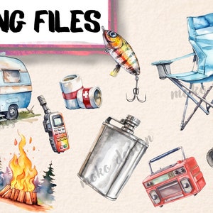 Camping Adventure Clipart Bundle, Set of 50, Watercolor Camping Item ...