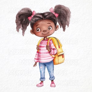 School Kids Clipart 17 Png, Watercolor First Day of School Gift, Cute ...
