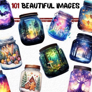 Watercolor Firefly Jar Clipart – 101 Magical Graphics (digital Download ...