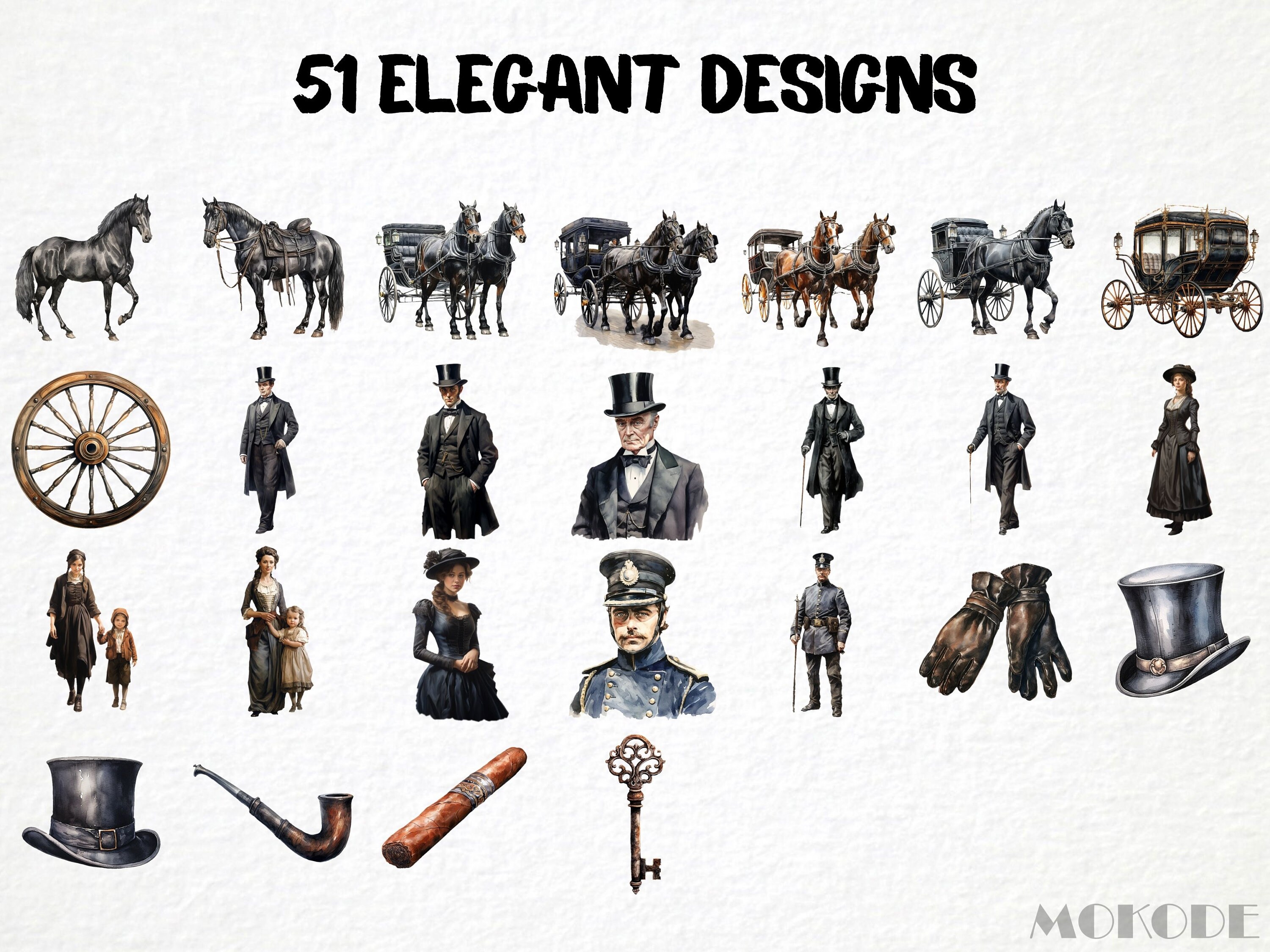 Victorian London Clipart, 51 Watercolor Vintage City Graphics, 19th ...