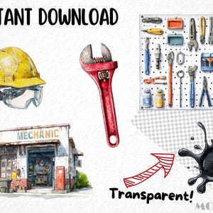 Car Mechanic Clipart 62 PNG, Watercolor Auto Repair Tools, Garage ...