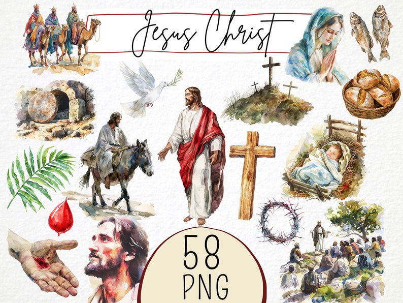 Jesus Christ Clipart 58 Png, Nativity Watercolor New Testament Bible ...