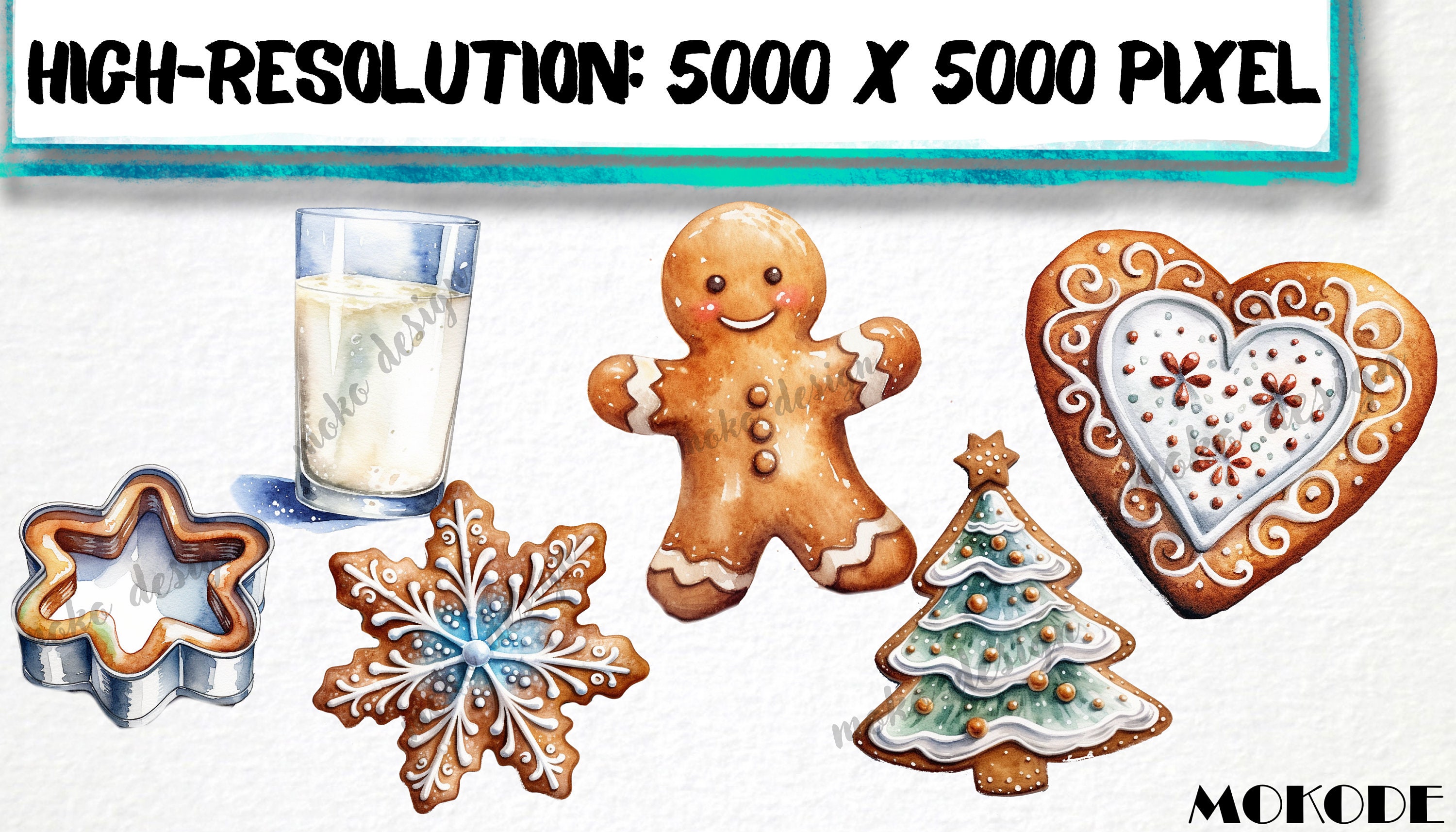Watercolor Gingerbread Cookies Clipart, Set of 25, Christmas Sweets ...