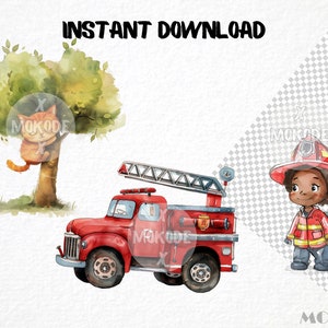 Watercolor Fire Station Clipart, 28 Png, Cute Firefighter Clipart, Fire ...