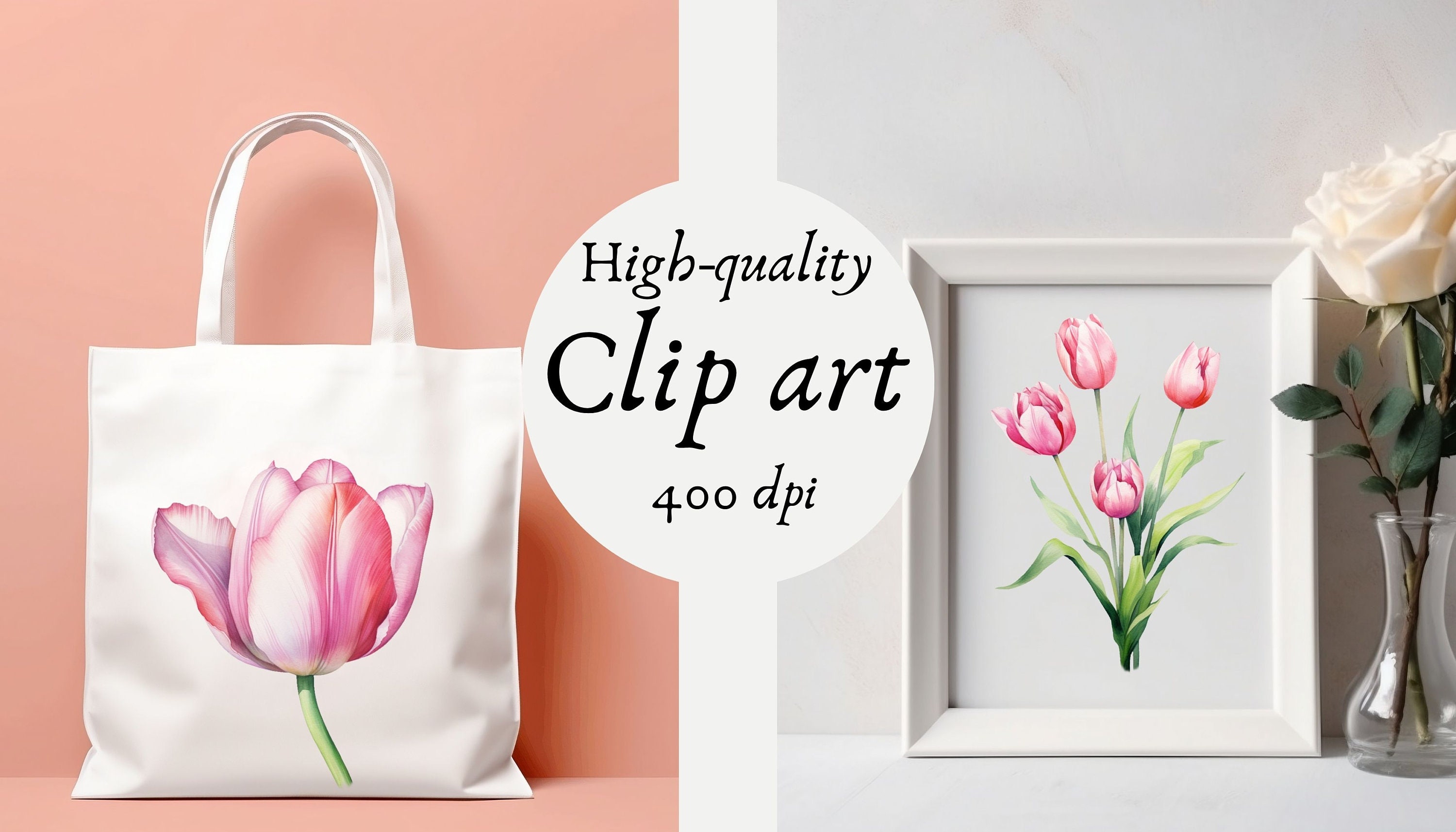 Pink Tulip Clipart Set of 20 Watercolor Tulip Png Botanical - Etsy