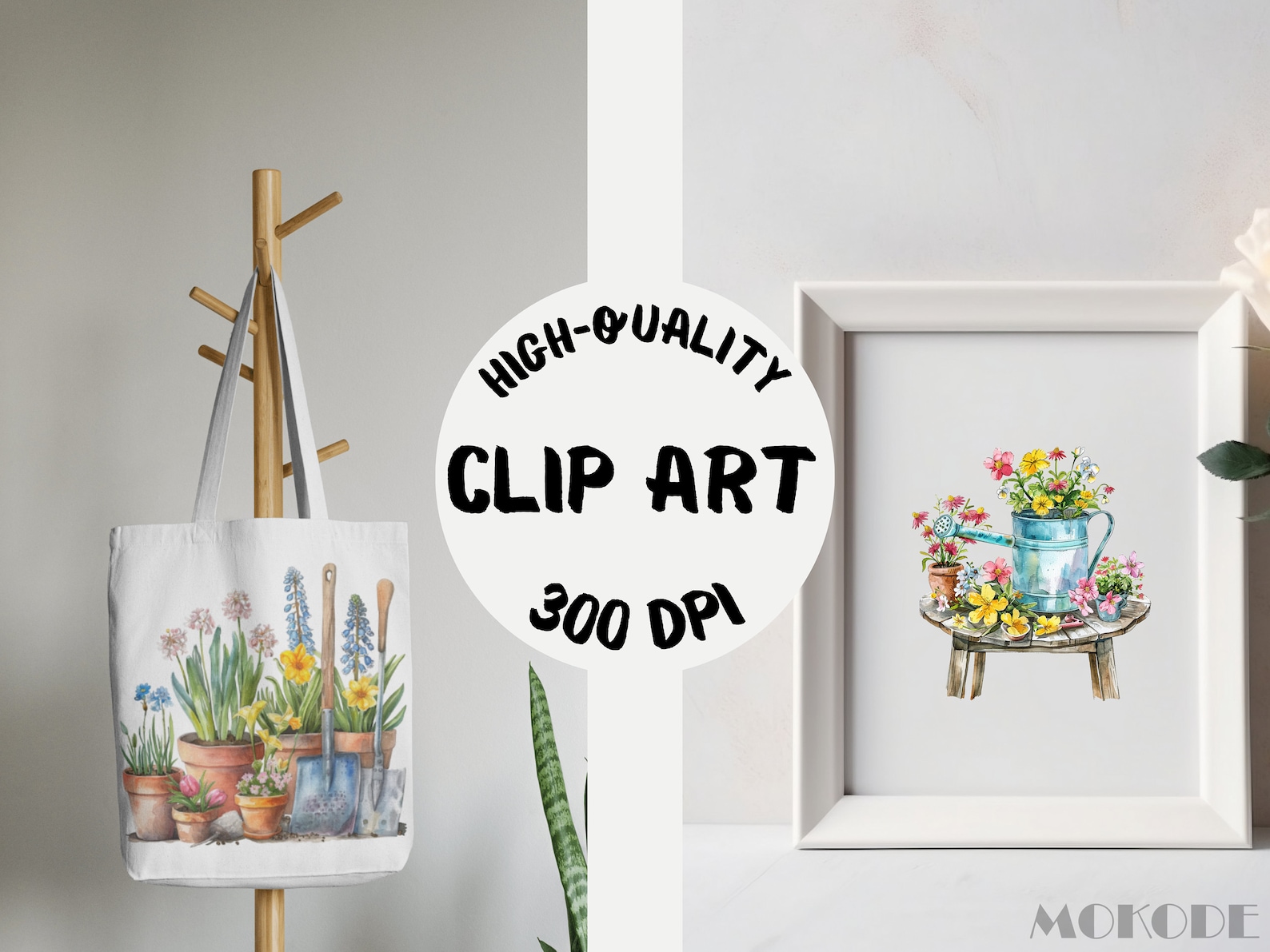 Watercolor Gardening Clipart, Vintage Spring Garden Tools (instant ...
