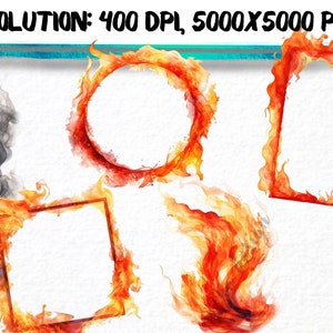 Fiery Borders Clipart Flame Graphics, Set of 17, Fire Illustrations ...