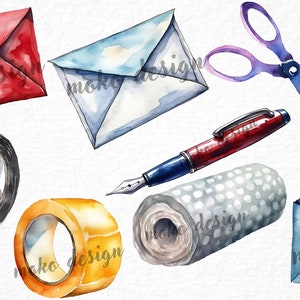 26 Watercolor Post Office Clipart, Mail Carrier Clipart, Envelope ...