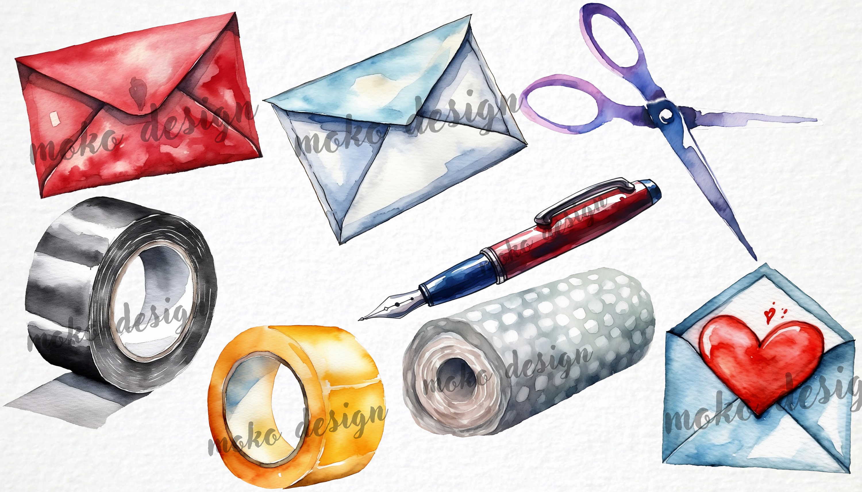 26 Watercolor Post Office Clipart, Mail Carrier Clipart, Envelope ...