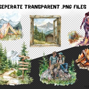 Hiking Clipart, Mountain Forest, Adventure Illustrations (33 PNG) - Etsy