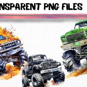 Watercolor Monster Truck Clipart Set, Boy Nursery Art (digital Art) - Etsy