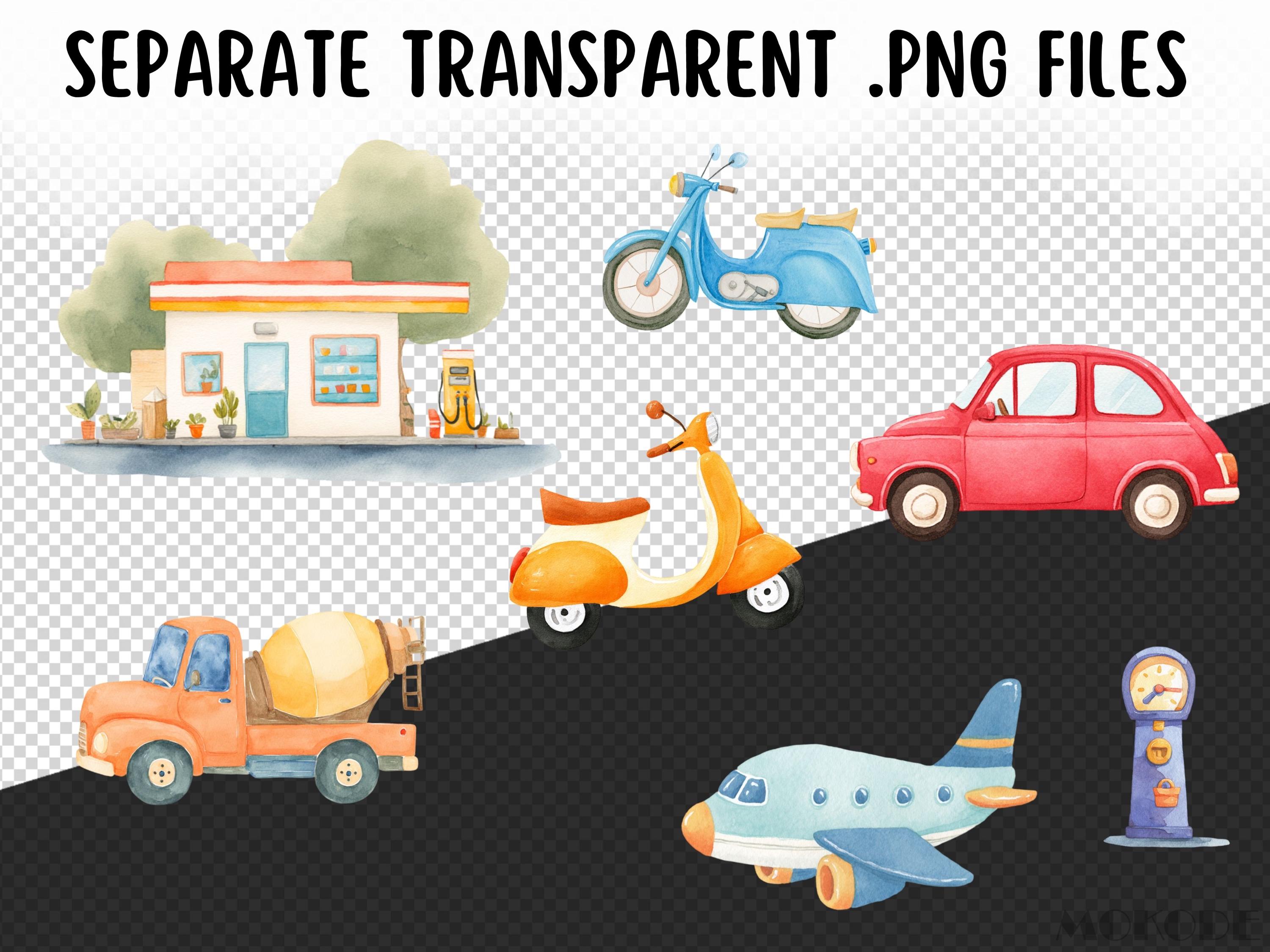 Cute Traffic Clipart 48 Png, Watercolor Cars City Illustration ...