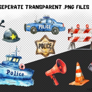 Watercolor Cute Police Station Clipart, 33 Png, Police Clipart, Police ...