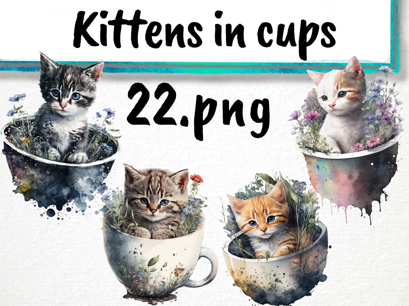168 Cute Kittens Clip Art Bundle PNG Cat for Commercial Use - Etsy