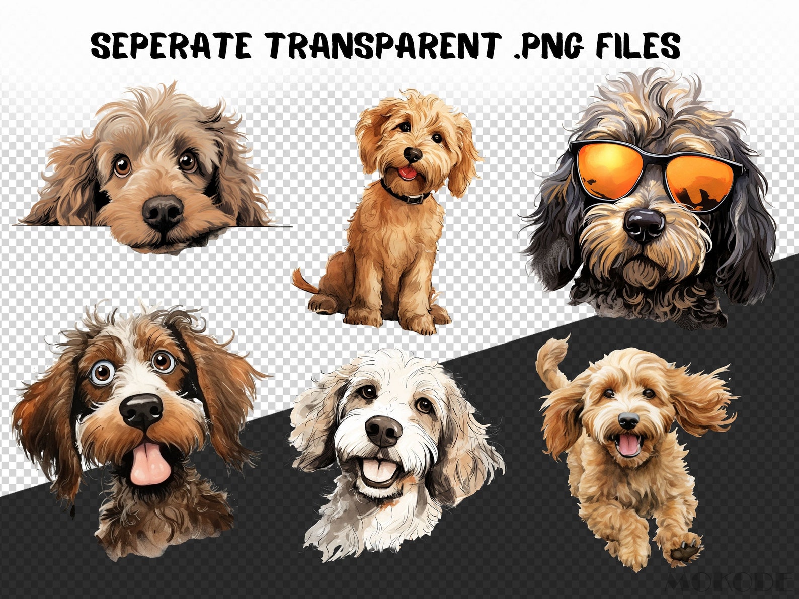 Funny Cockapoo Dog Watercolor Clipart, Caricature Pet (22 PNG) - Etsy