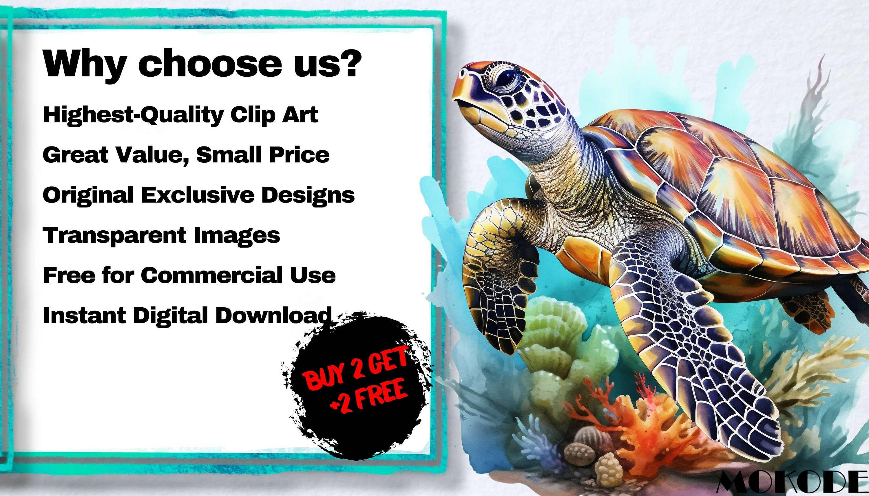 Watercolor Sea Turtle Clipart Set of 35 Watercolor Nautical - Etsy UK