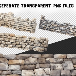 Watercolor Stone Wall Borders 23 Png Clipart Bundle, DIY Graphics ...