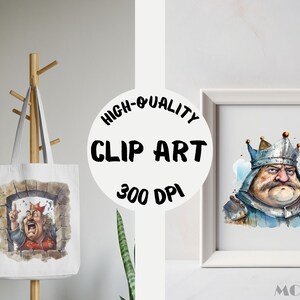 Funny Medieval Kingdom Clipart 33 Png, Quirky Knight, Watercolor King ...