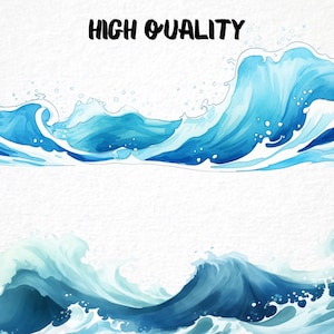 Watercolor Ocean Waves Borders 35 Png Clipart Bundle, DIY Graphics ...