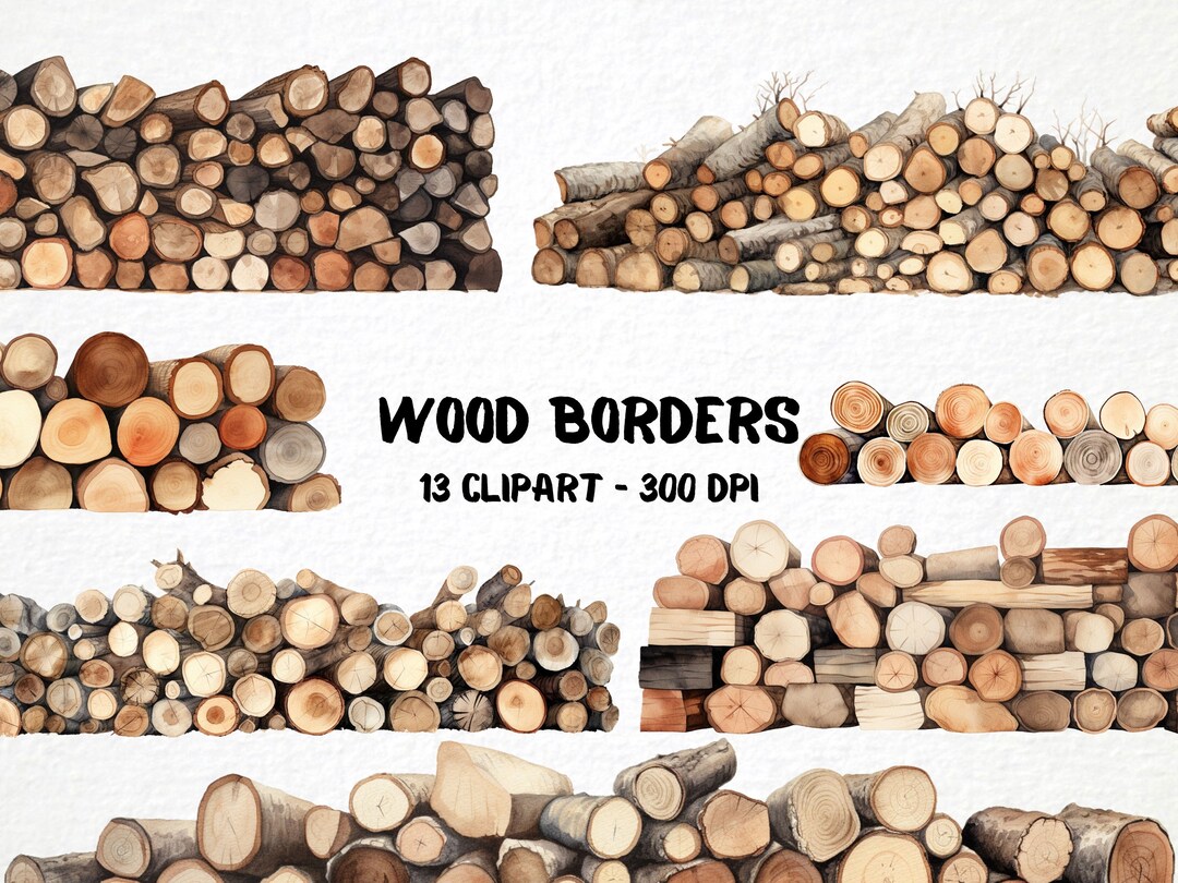 Watercolor Wood Borders 13 Png Clipart Bundle, DIY Nature Graphics ...