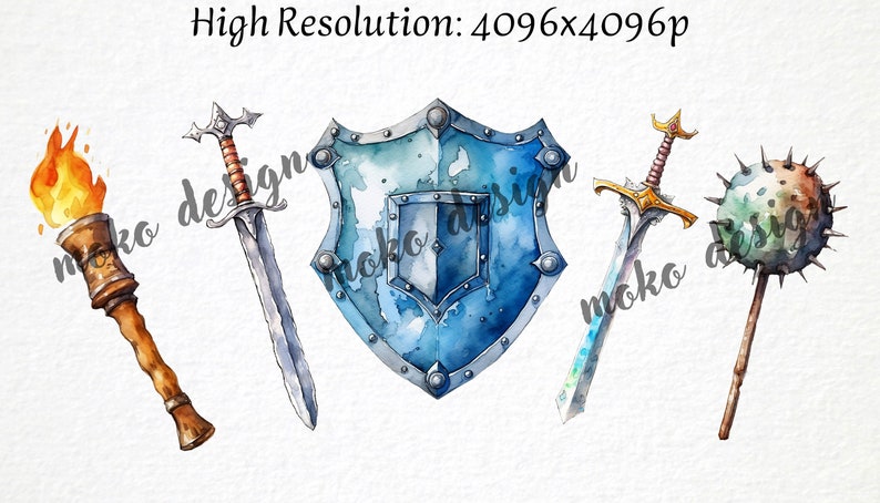 Watercolor Medieval Knight Clipart Bundle (18 PNG) - Etsy