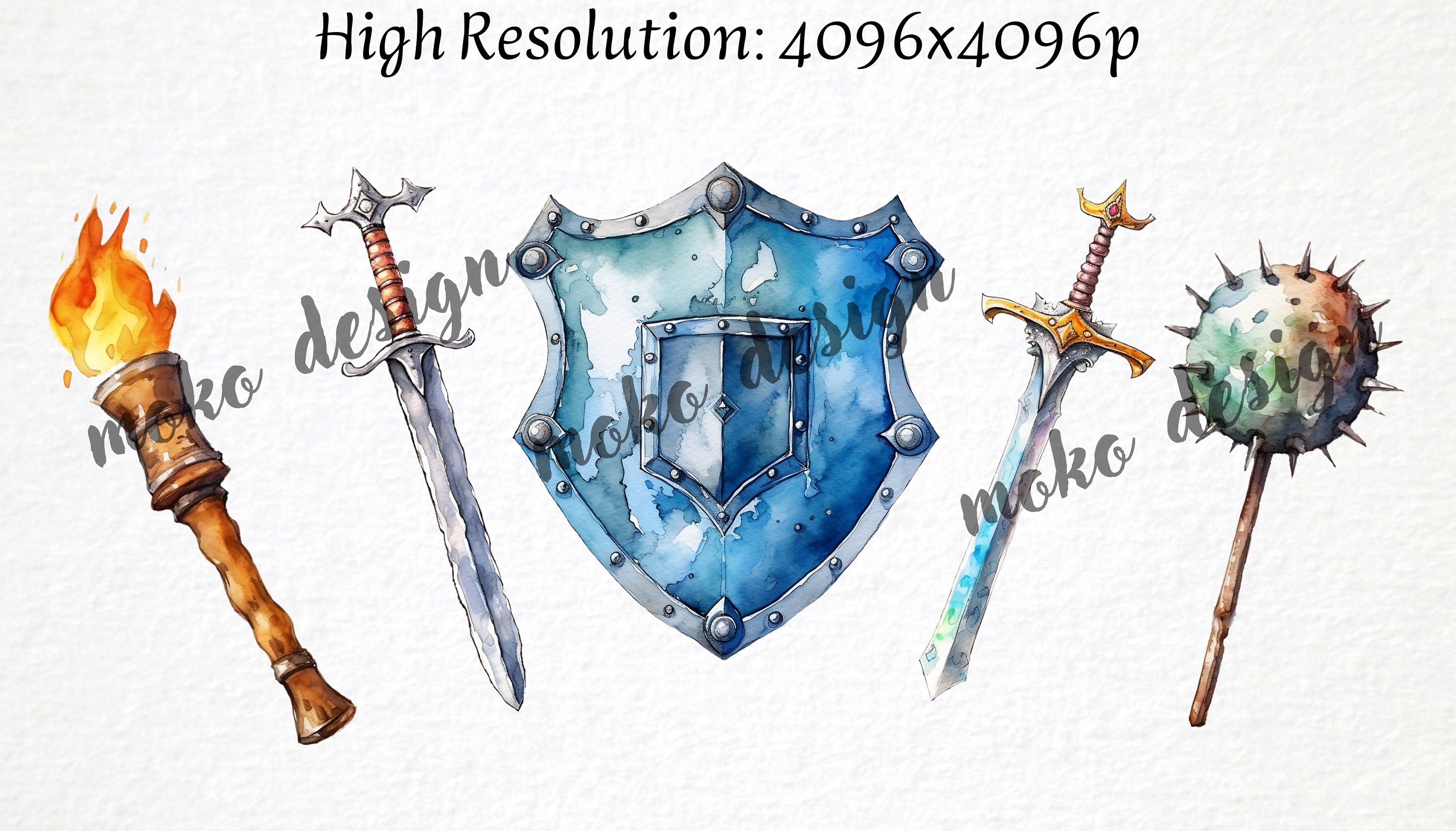18 Watercolor Medieval Knights Clip Art Middle Age Castle - Etsy