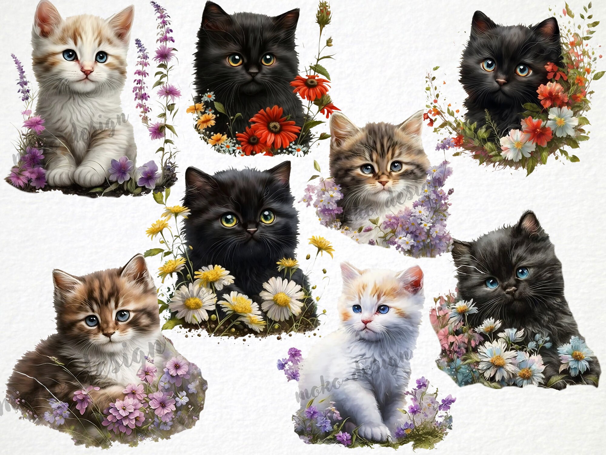 50 Cat Png Cat Clipart Kitten Clipart Watercolor Cute Cat - Etsy
