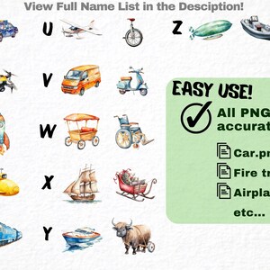 Transportation A-Z Clipart, Set of 52, Vehicles Download, Alphabet Clip ...