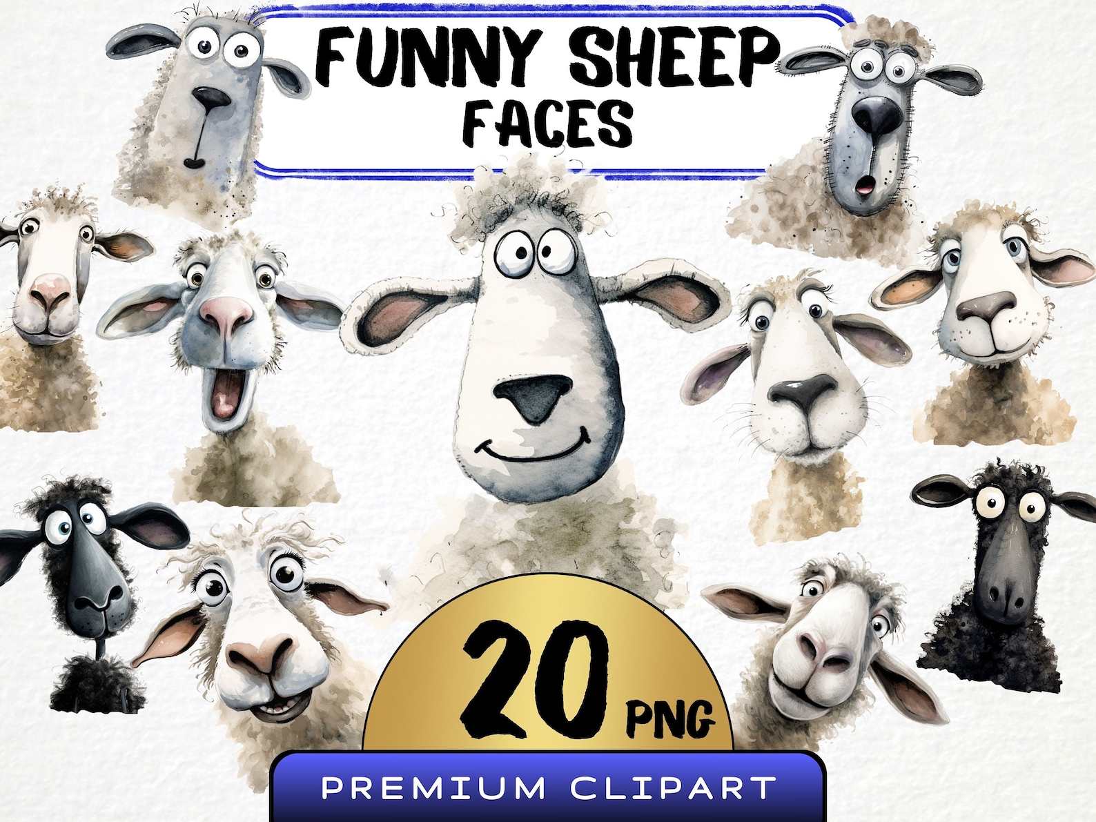Funny Sheep Face Clipart 20 Png, Cute Caricature Farm Animal, Sheep ...