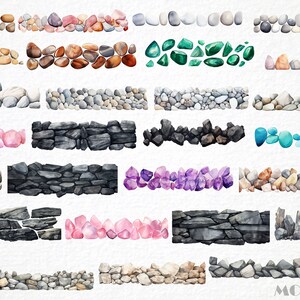 Watercolor Rock Borders - 56 Clipart Bundle, DIY Stone Graphics ...